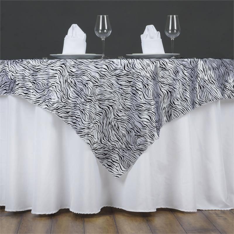 Black and White Tiger Print Taffeta Square Table Overlay – eHomemart
