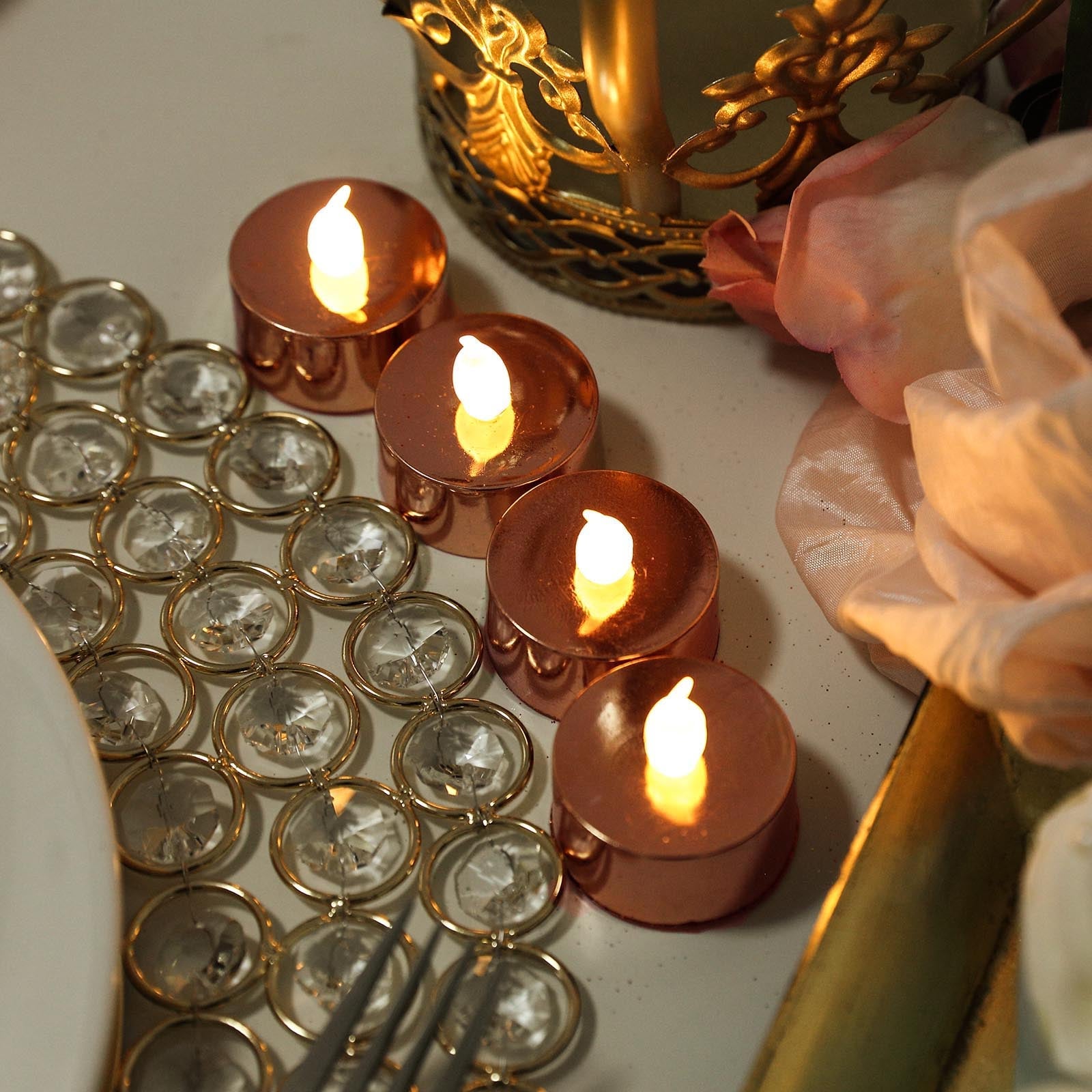 12 Pack | Metallic Flameless LED Tealight Candles, Battery Operated ...