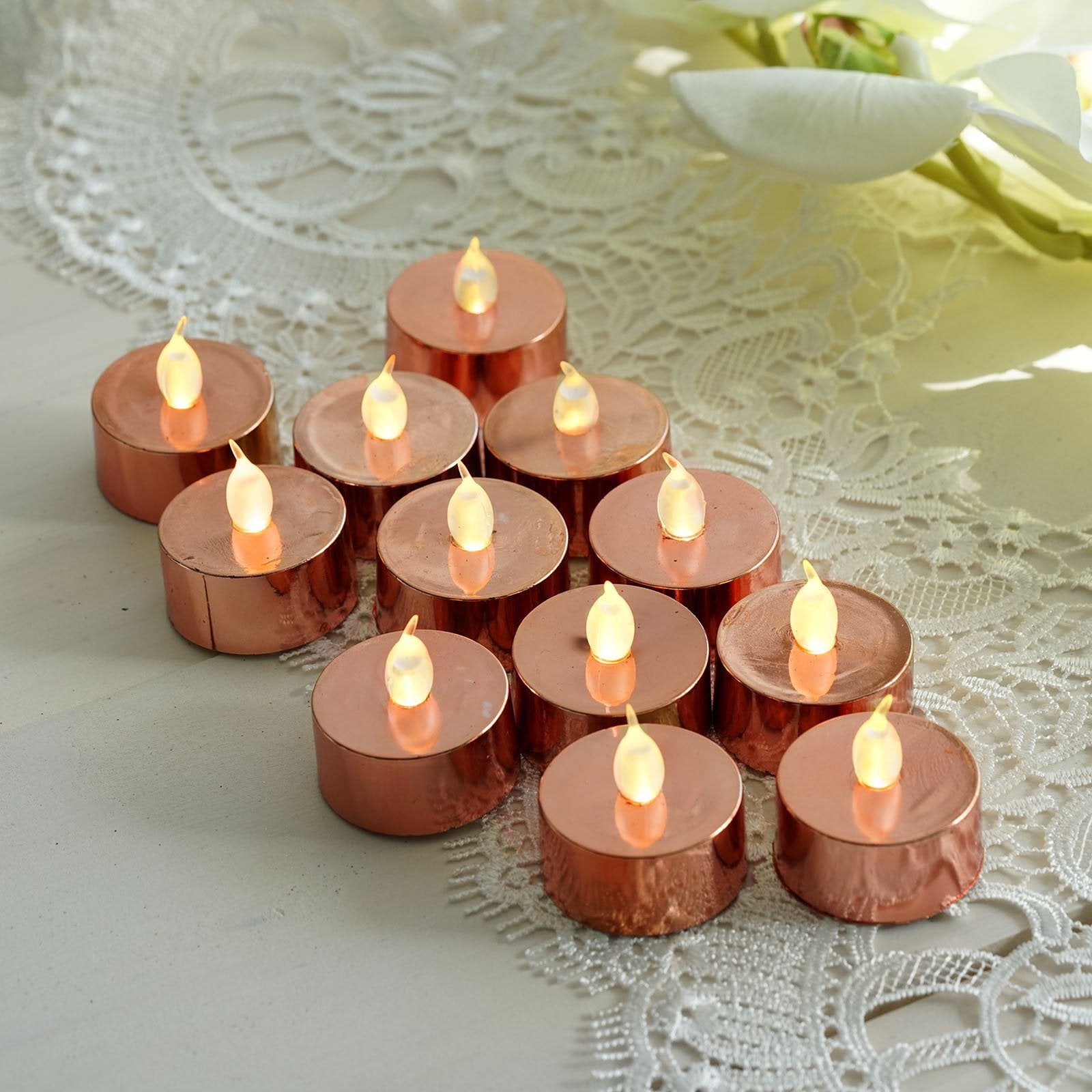 12 Pack | Metallic Flameless LED Tealight Candles, Battery Operated ...