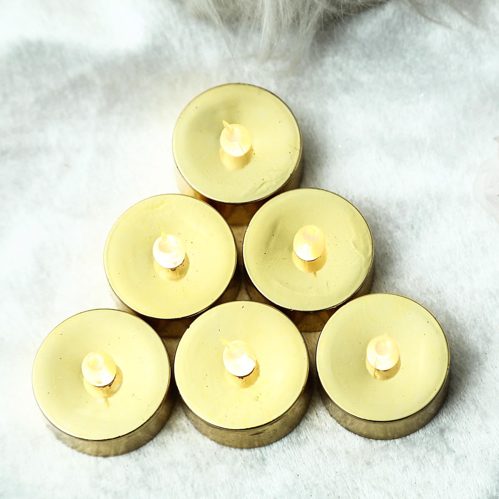 12 Pack | Metallic Flameless LED Tealight Candles, Battery Operated ...