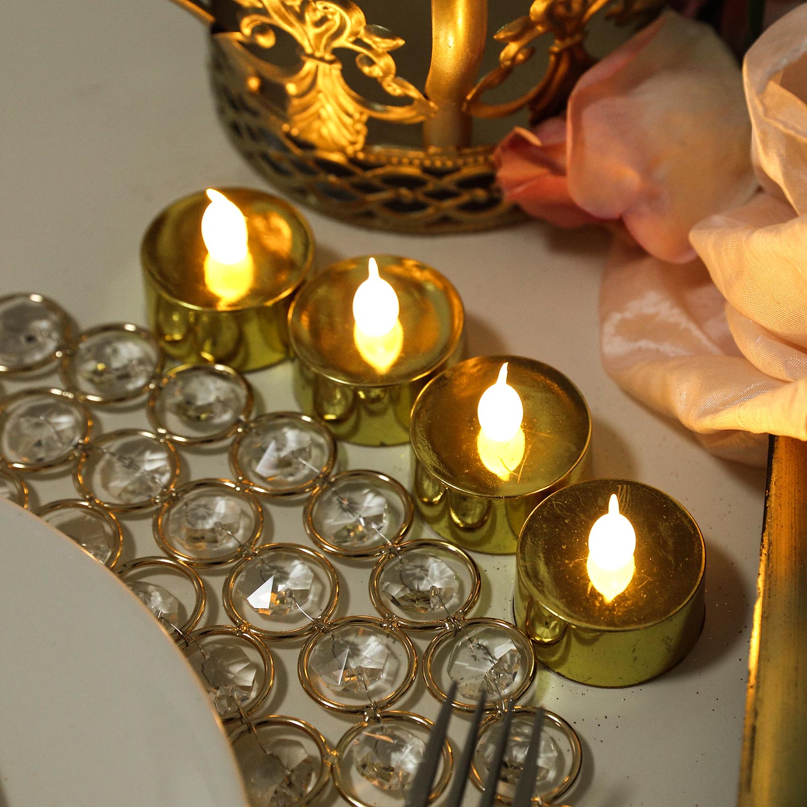 12 Pack | Metallic Flameless LED Tealight Candles, Battery Operated ...