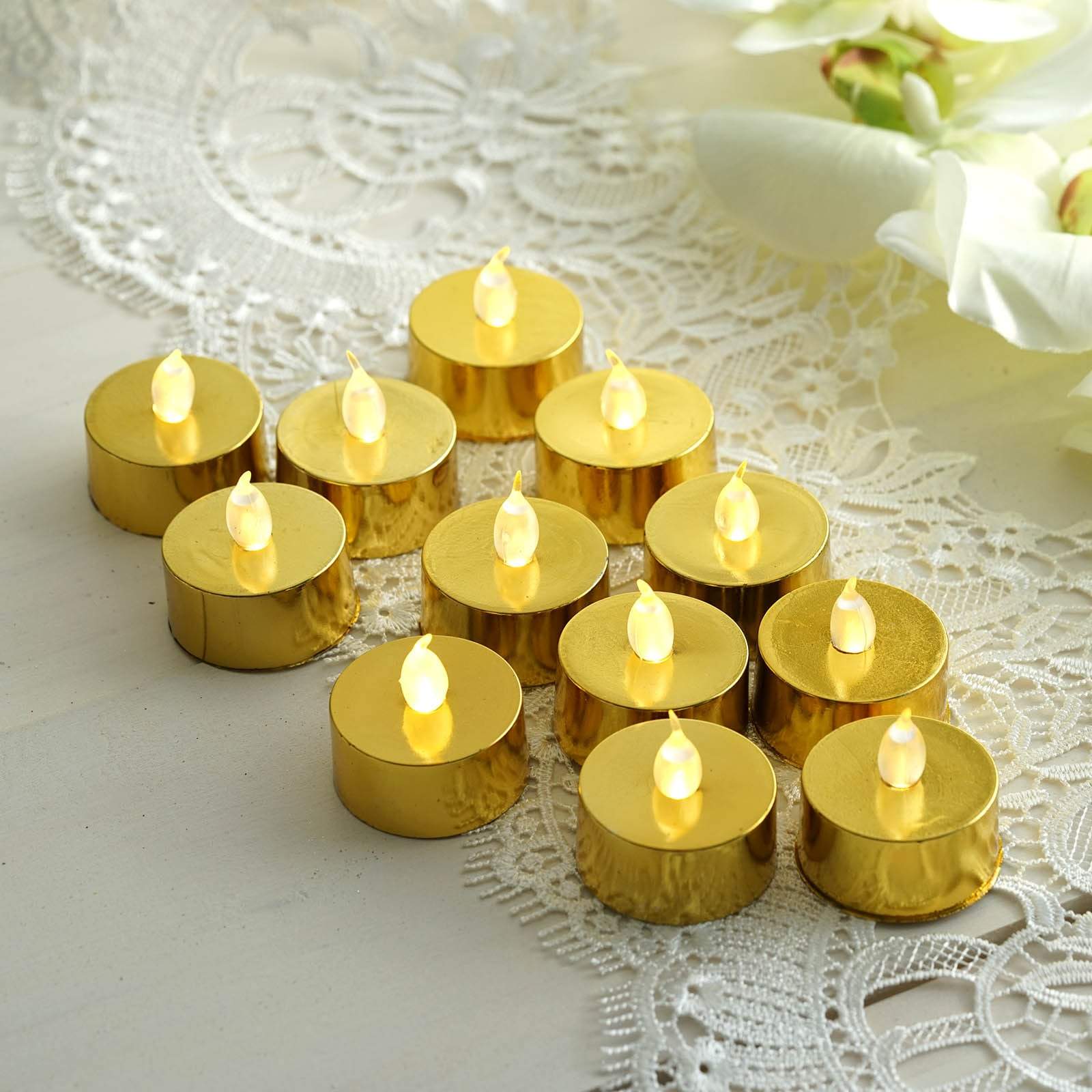 12 Pack | Metallic Flameless LED Tealight Candles, Battery Operated ...