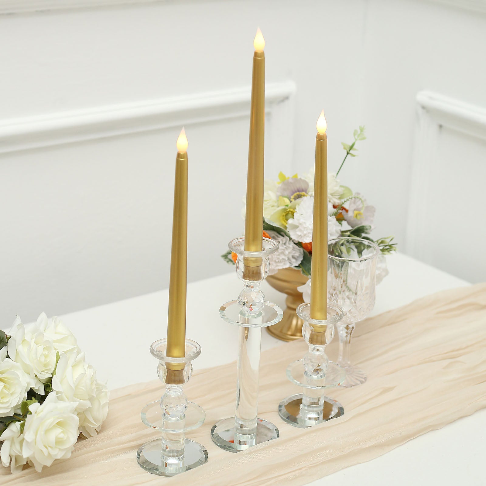 Warm Flickering LED Taper Candles | eHomemart
