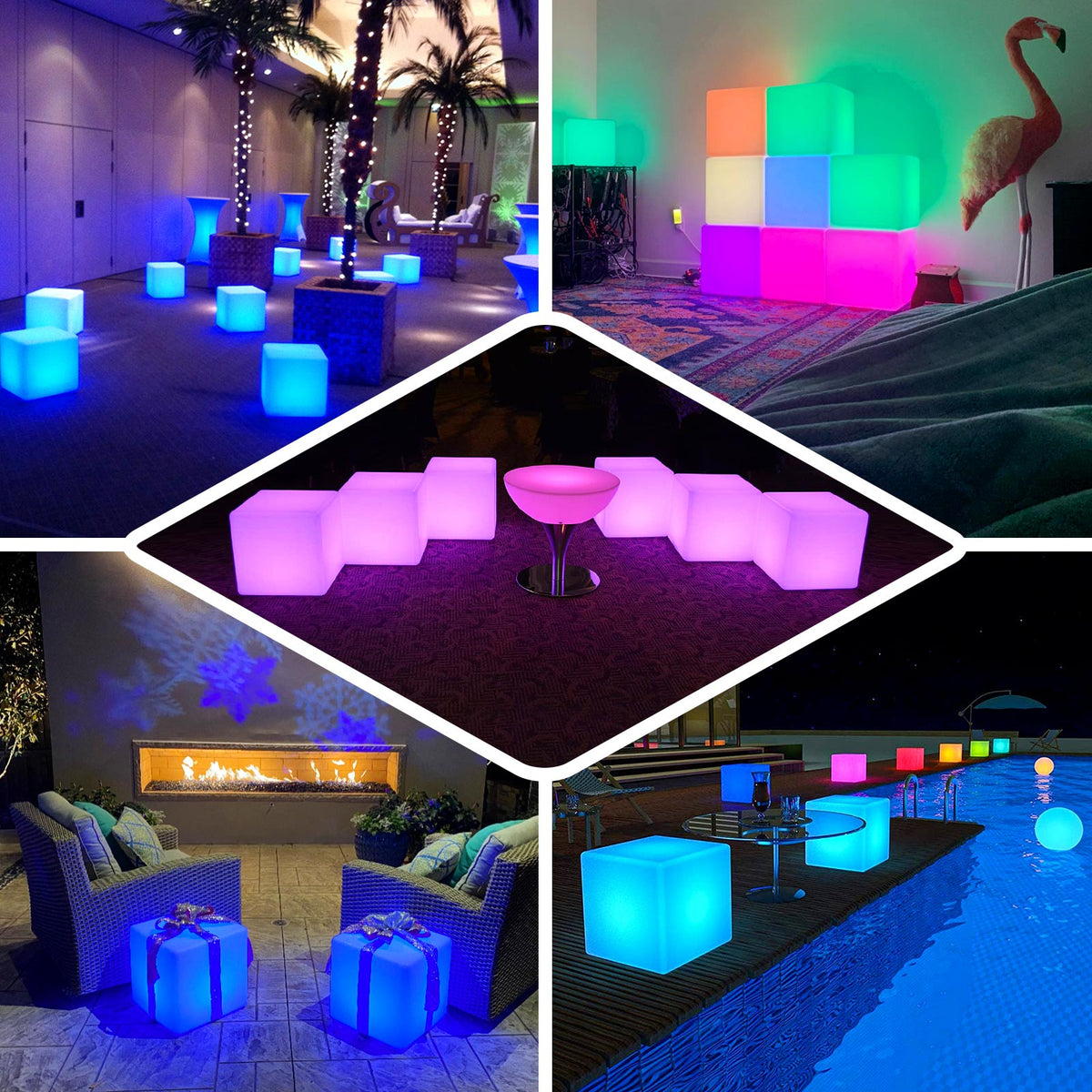 LED Rechargeable Light Cube Stool - Color Changing & Waterproof – eHomemart