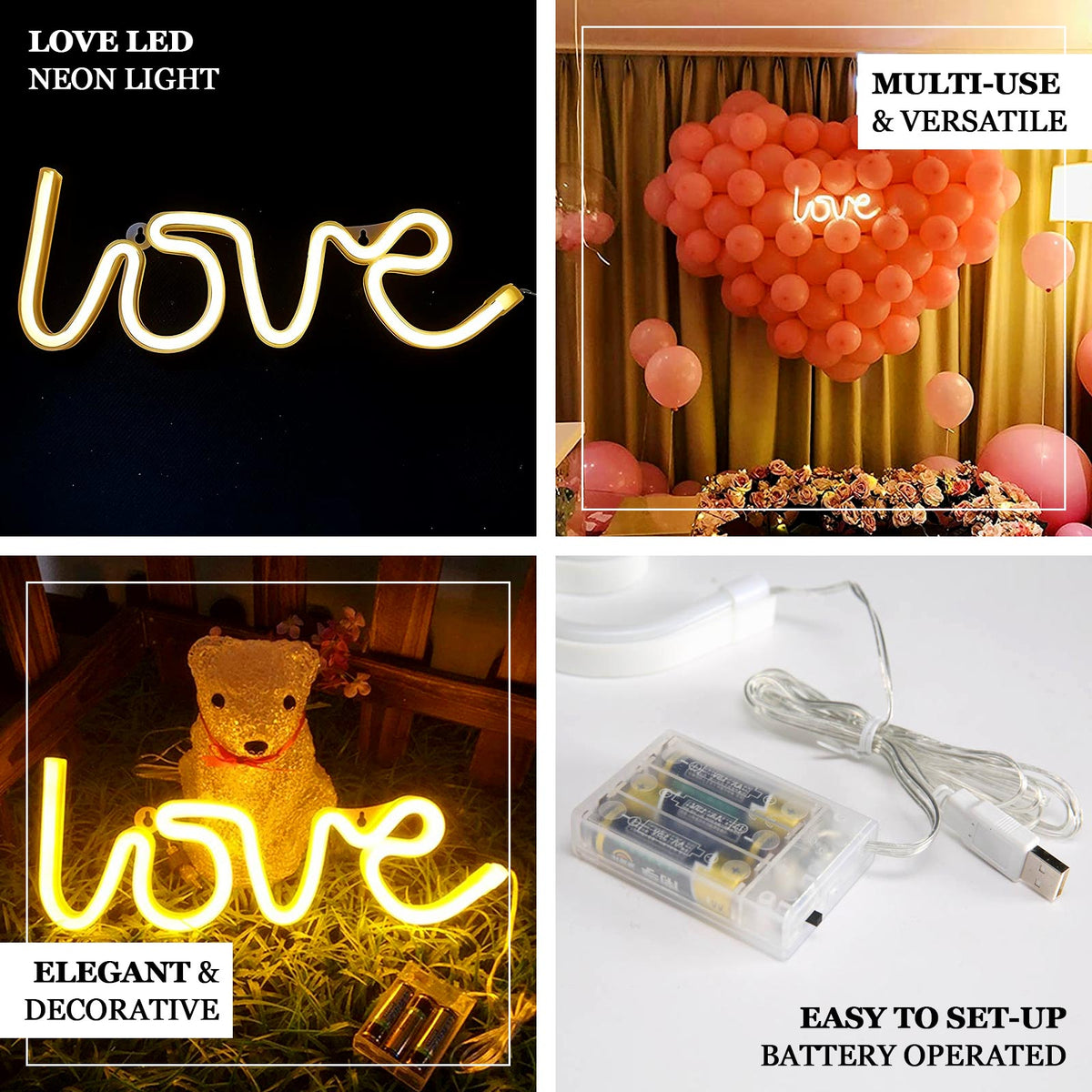 Love Neon Light, LED Wall Decor USB and Battery Operated – eHomemart