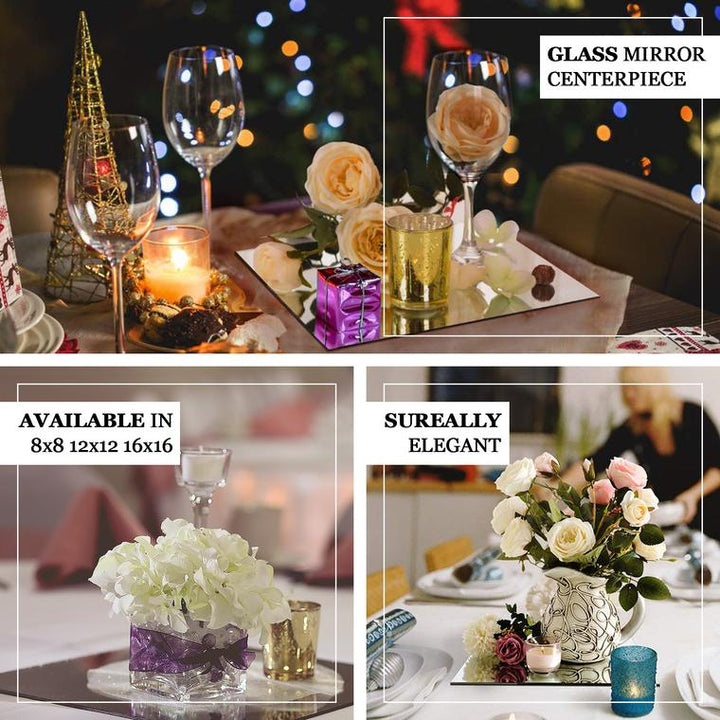 Square Glass Mirror Table Centerpiece Hanging Wall Decor eHomemart