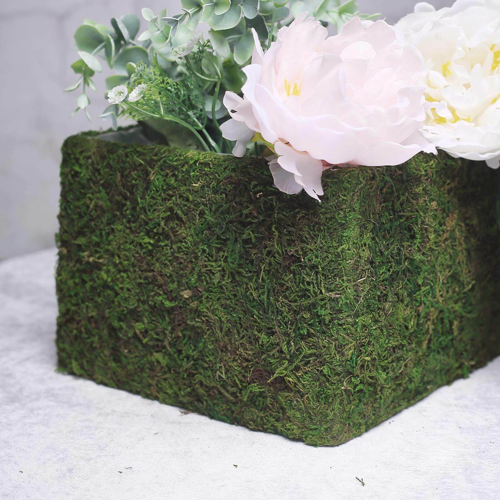 Square Preserved Moss Planter Boxes, Moss Covered Flower Basket Planter ...