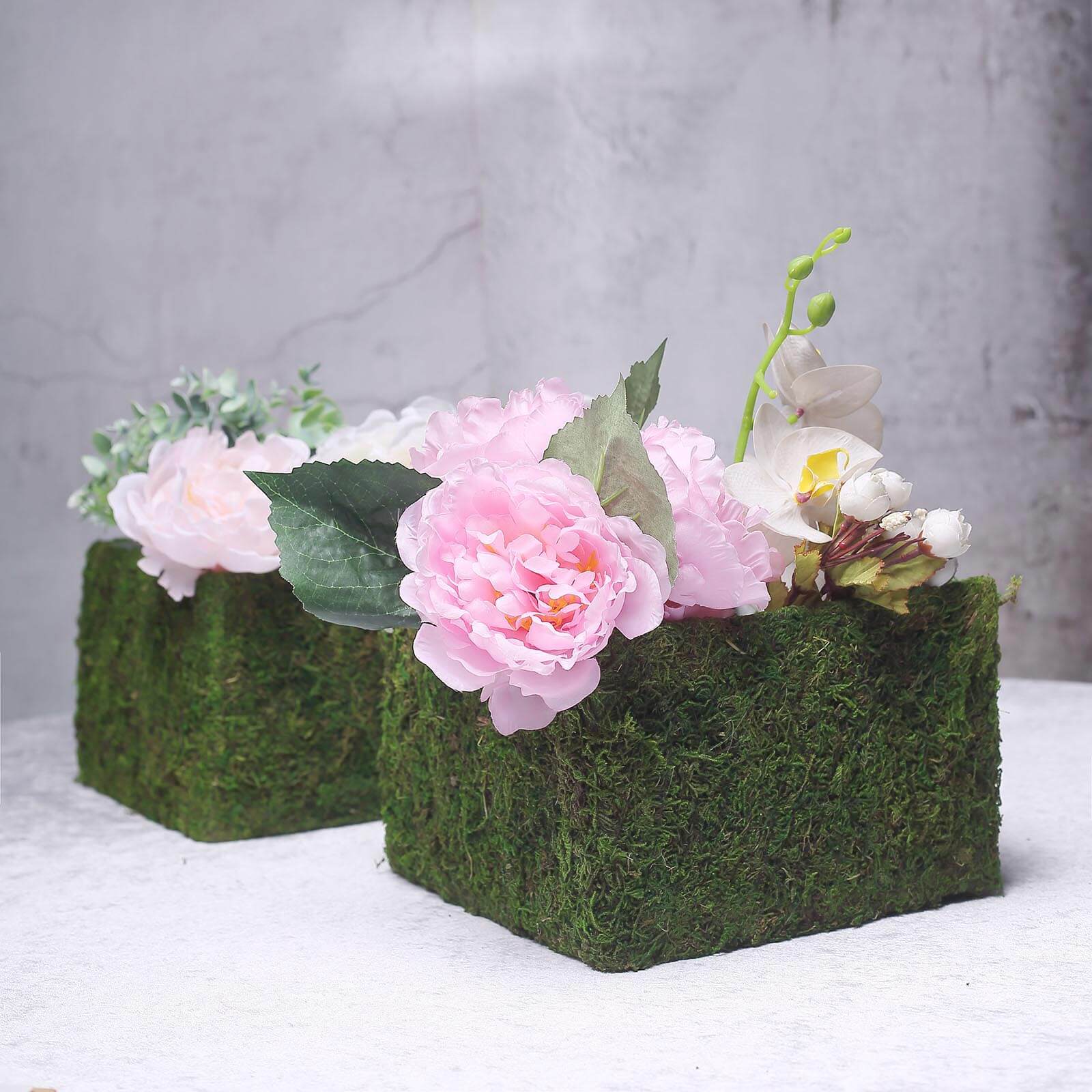 Square Preserved Moss Planter Boxes, Moss Covered Flower Basket Planter ...