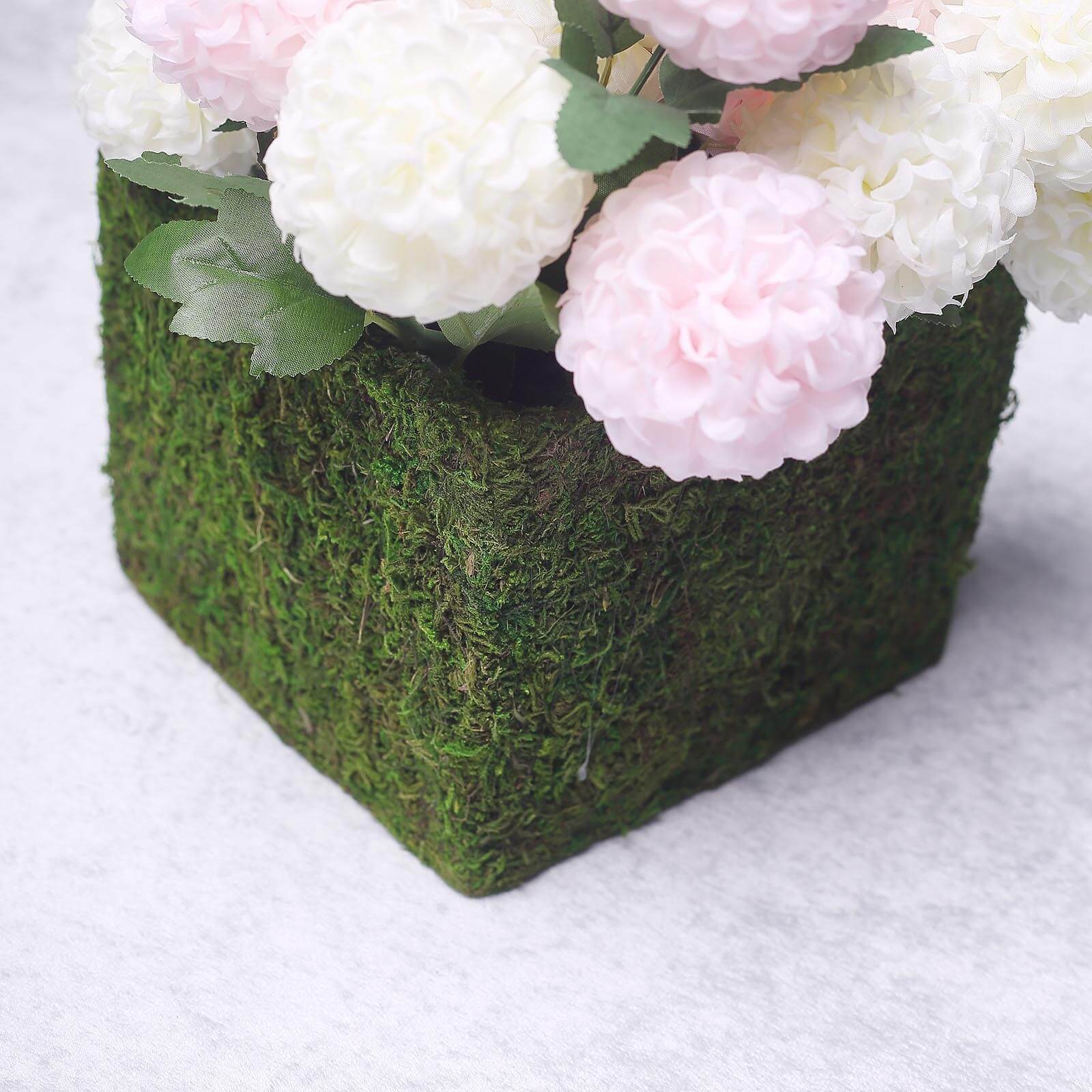 Square Preserved Moss Planter Boxes, Moss Covered Flower Basket Planter ...