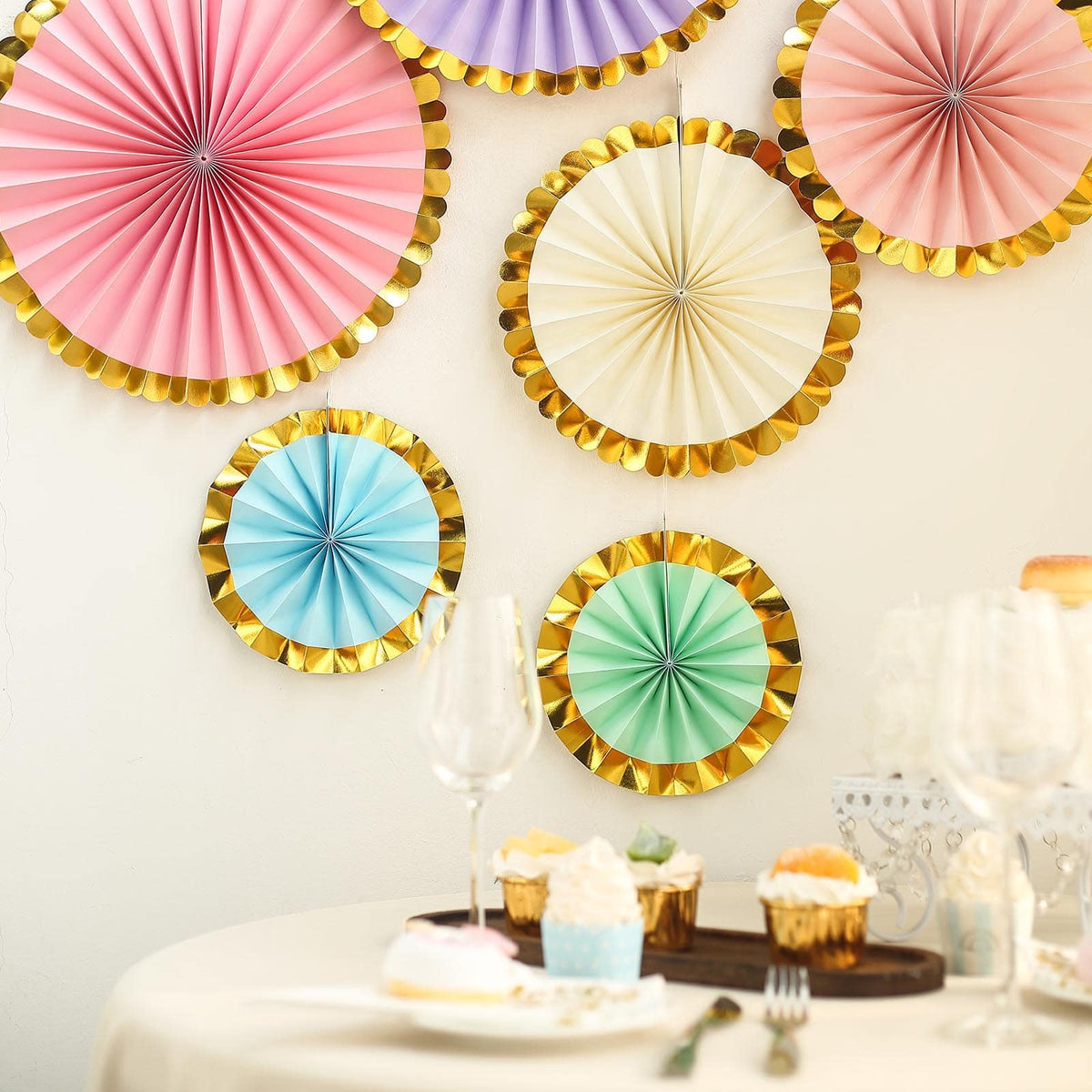 Set of 6 - Paper Fan Decorations - Paper Pinwheels Wall Hanging Home ...