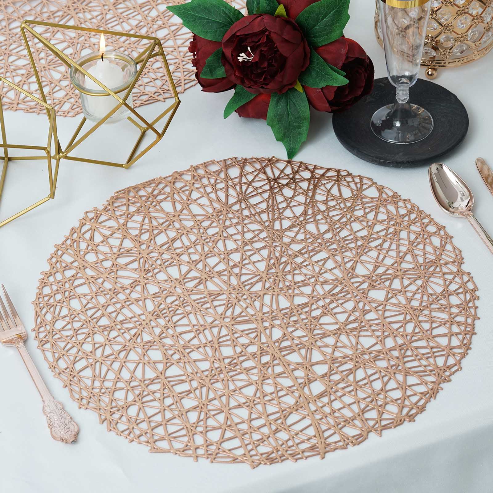 Vinyl Placemats, Decorative Woven Round Table Mats | eHomemart