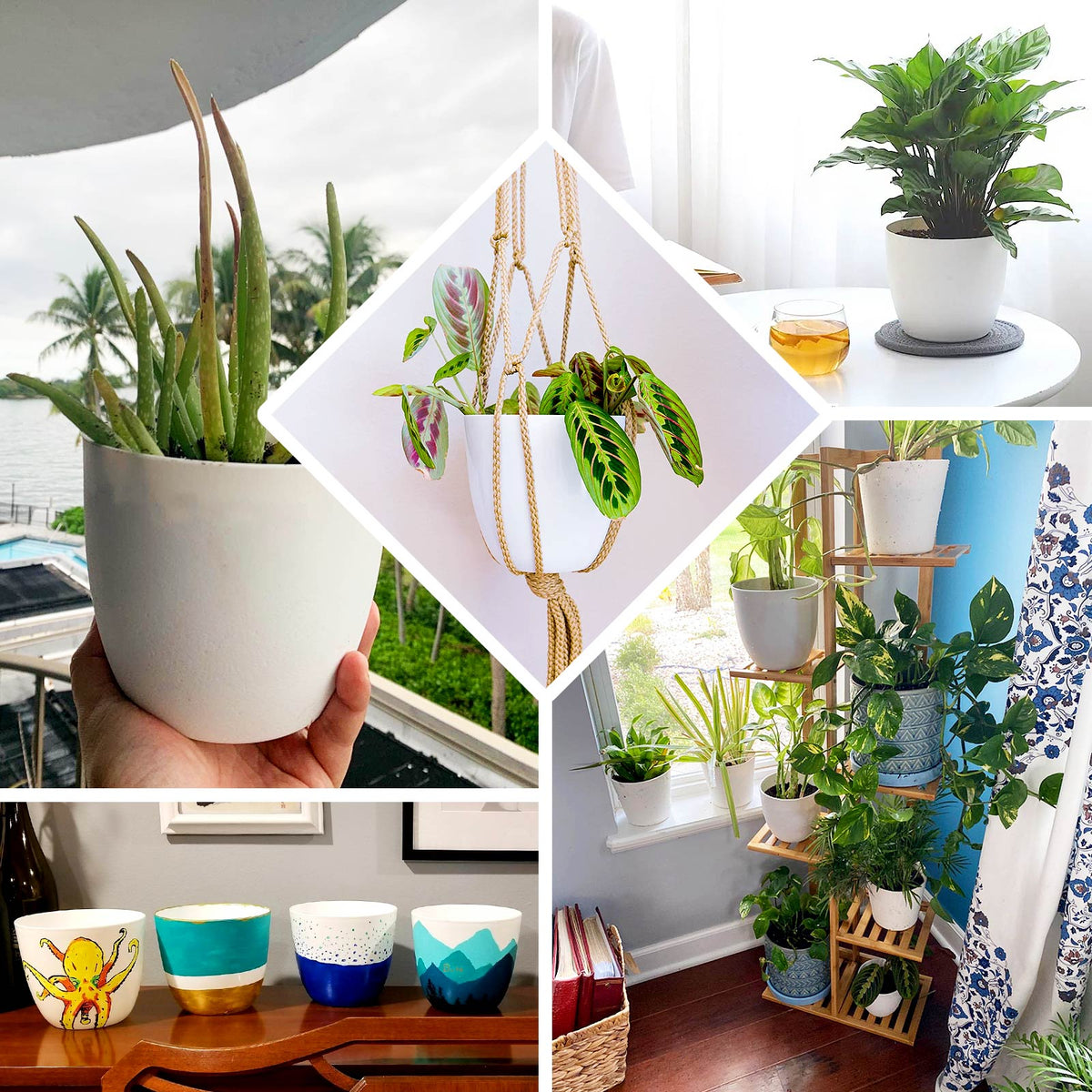 Plastic Indoor Plant Pot For Hanging Macrame Planter – eHomemart