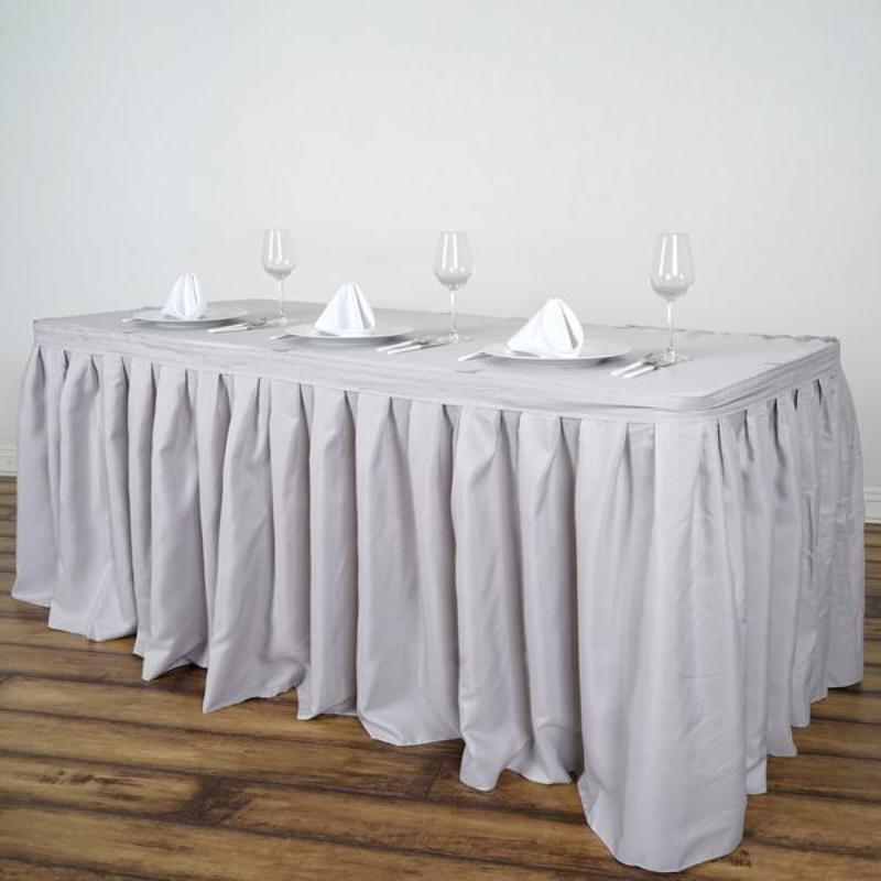 Pleated Polyester Table Skirt - 14ft – eHomemart