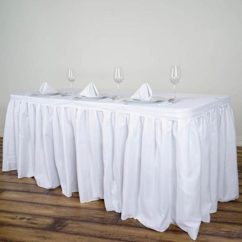 Pleated Polyester Table Skirt - 14ft – eHomemart