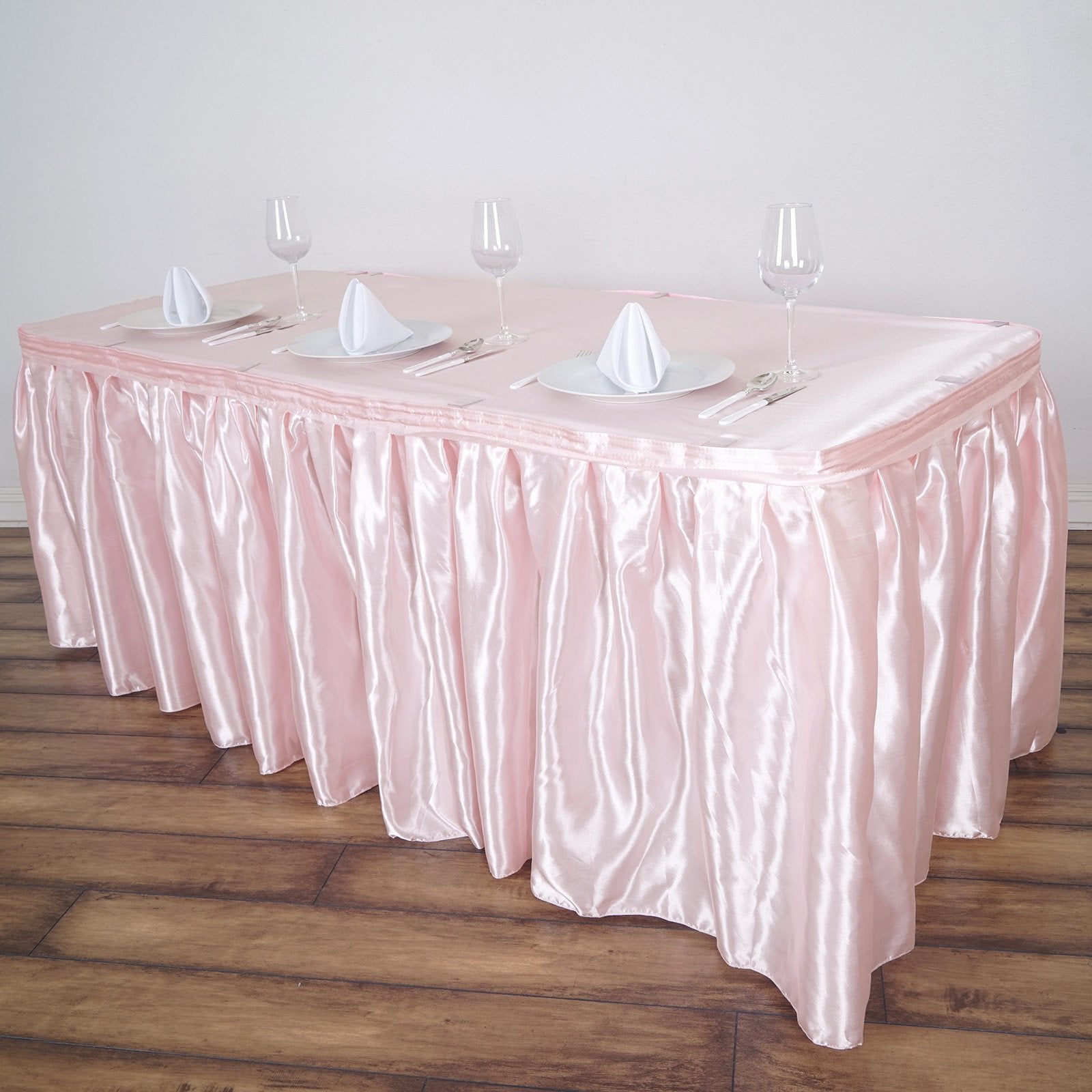 Pleated Satin Table Skirt 21ft – eHomemart