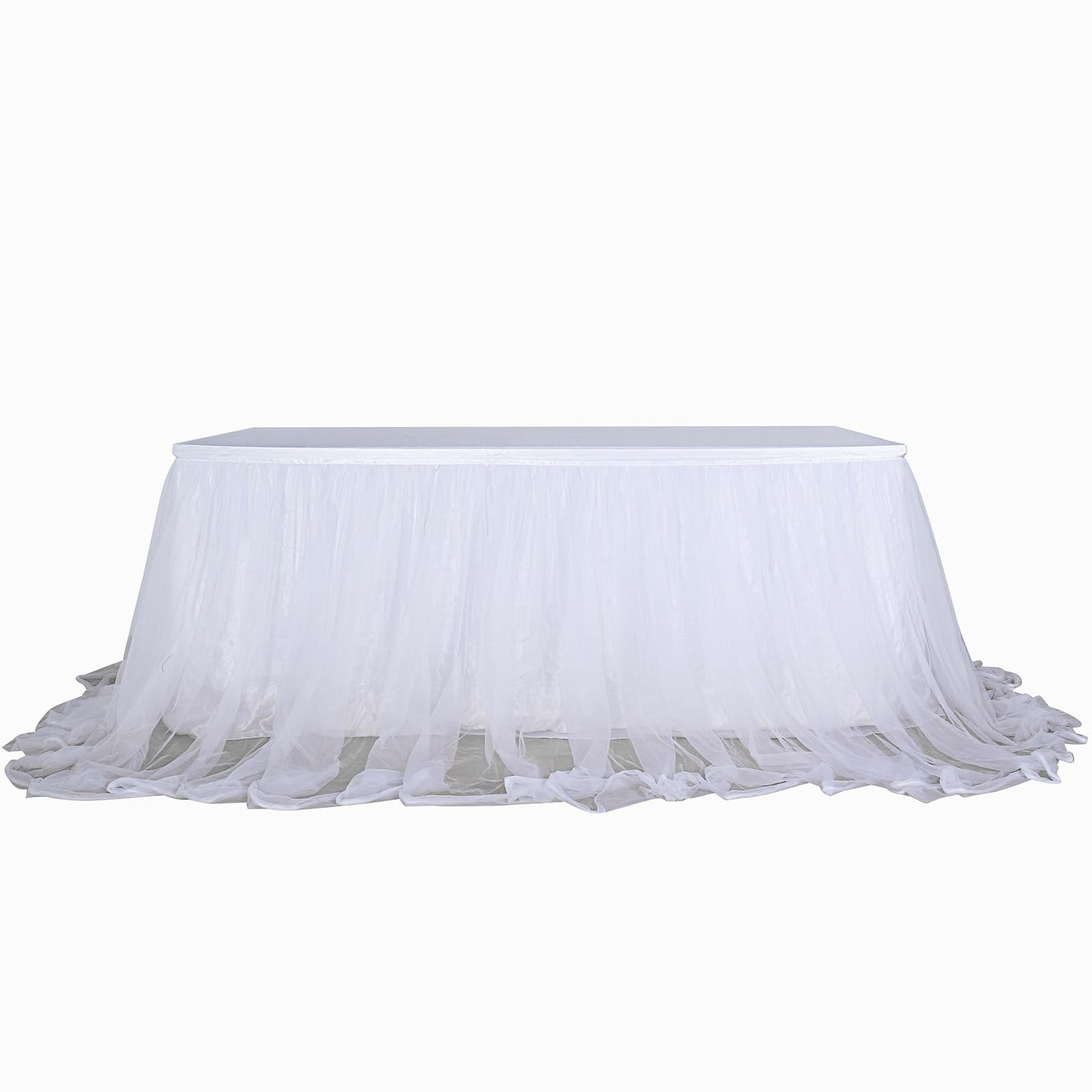 Extra Long Two Layered Tulle and Satin Table Skirt 14ft 48" – eHomemart