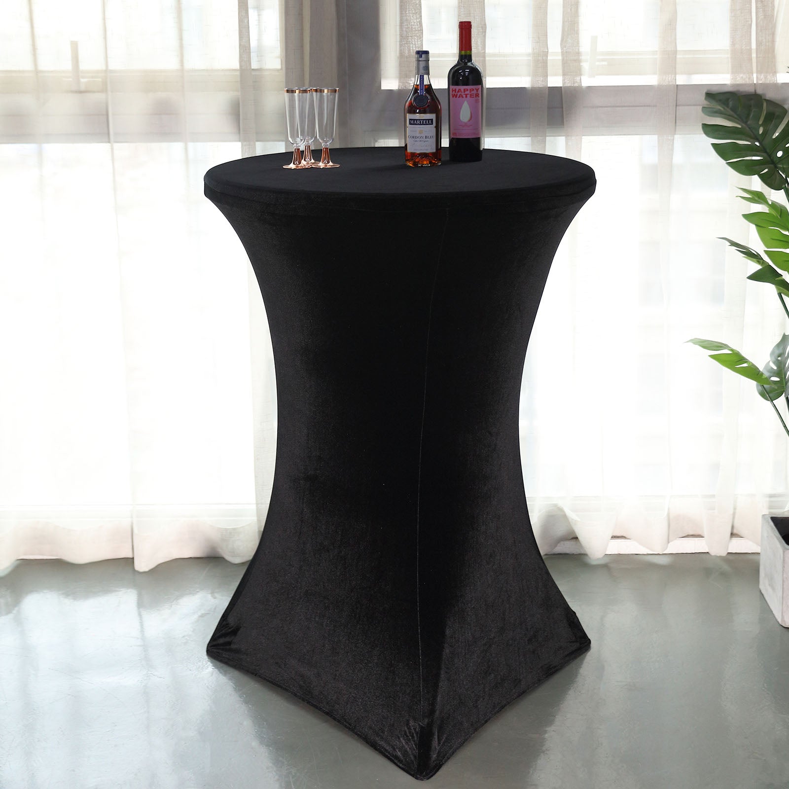 Premium Smooth Velvet Spandex Fit Cocktail Tablecloth With Foot Pockets ...