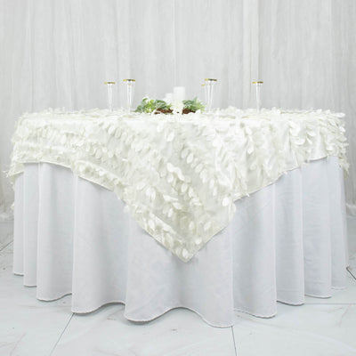 3D Leaf Petal Taffeta Fabric Square Table Overlay 54" – eHomemart