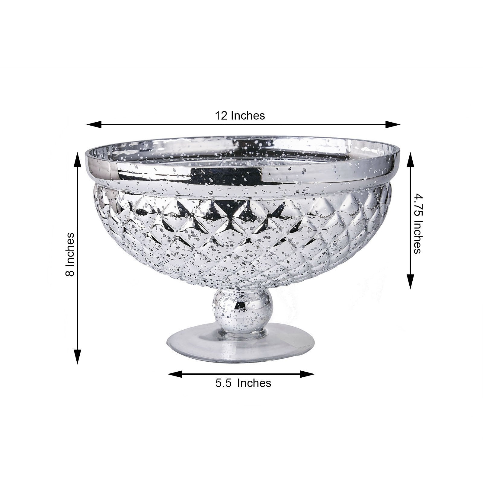 Silver Mercury Glass Compote Vase, Pedestal Bowl Centerpiece | eHomemart