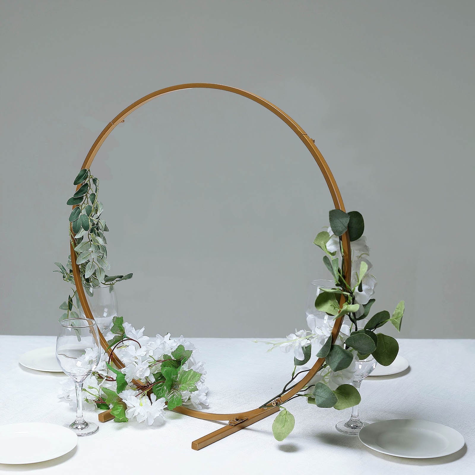 Round Arc Centerpiece, Metal Hoop Wreath Tabletop Decor | eHomemart