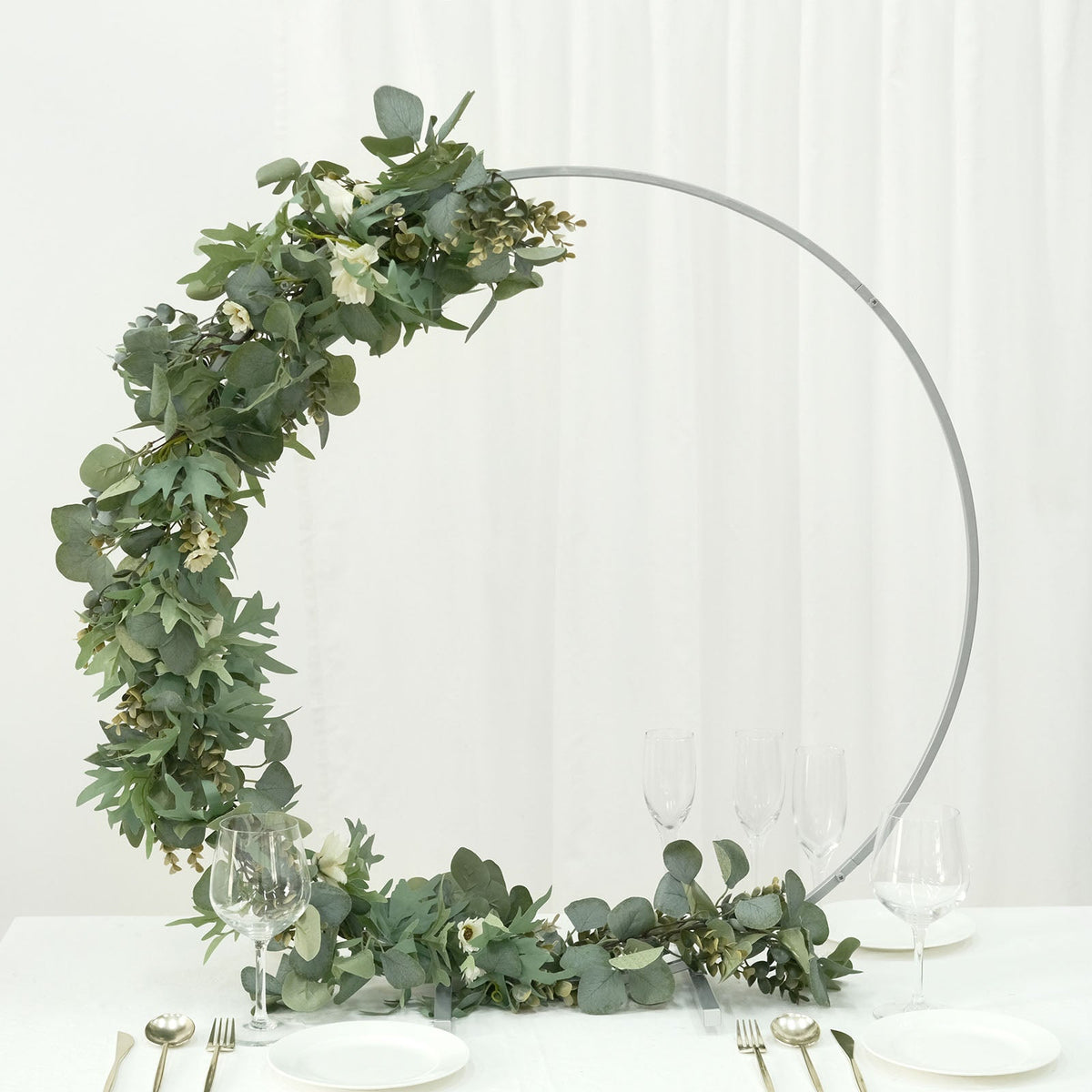 Metal Round Hoop Centerpiece, Self Standing Table Floral Wreath Frame ...