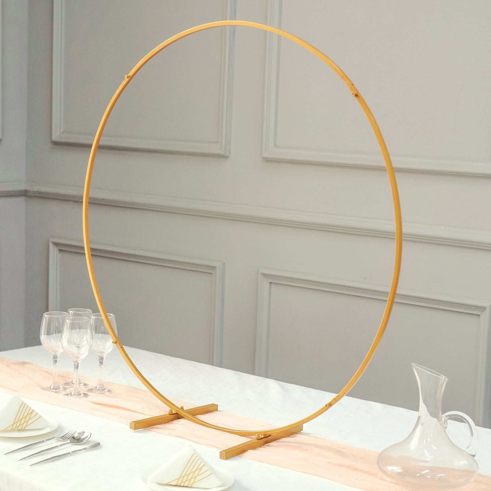Metal Round Hoop Centerpiece, Self Standing Table Floral Wreath Frame ...