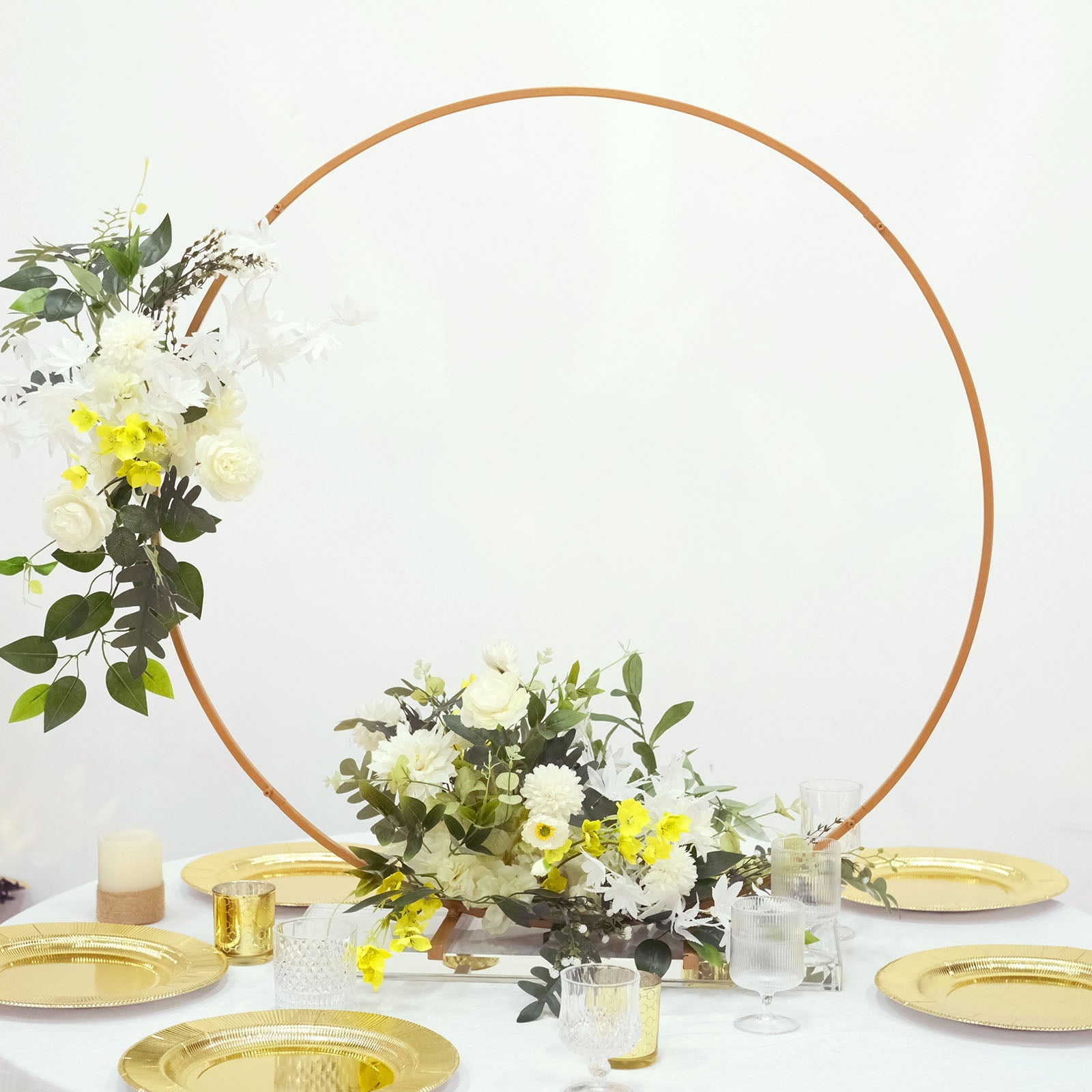 Metal Round Hoop Centerpiece, Self Standing Table Floral Wreath Frame ...