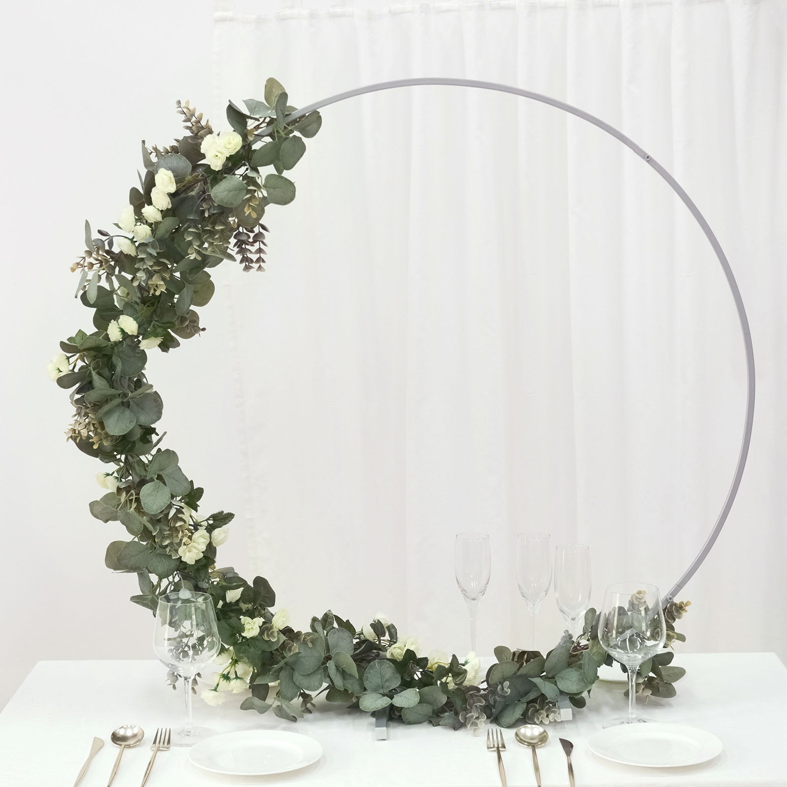 Metal Round Hoop Centerpiece, Self Standing Table Floral Wreath Frame ...