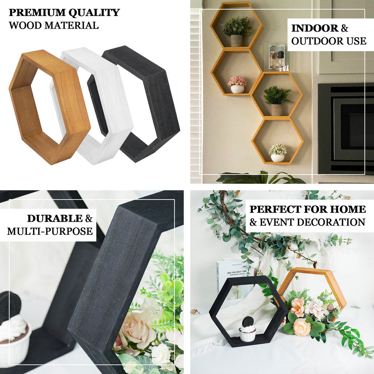 Hexagon Wood Centerpiece, Geometric Terrarium, Honeycomb Storage Shelf ...