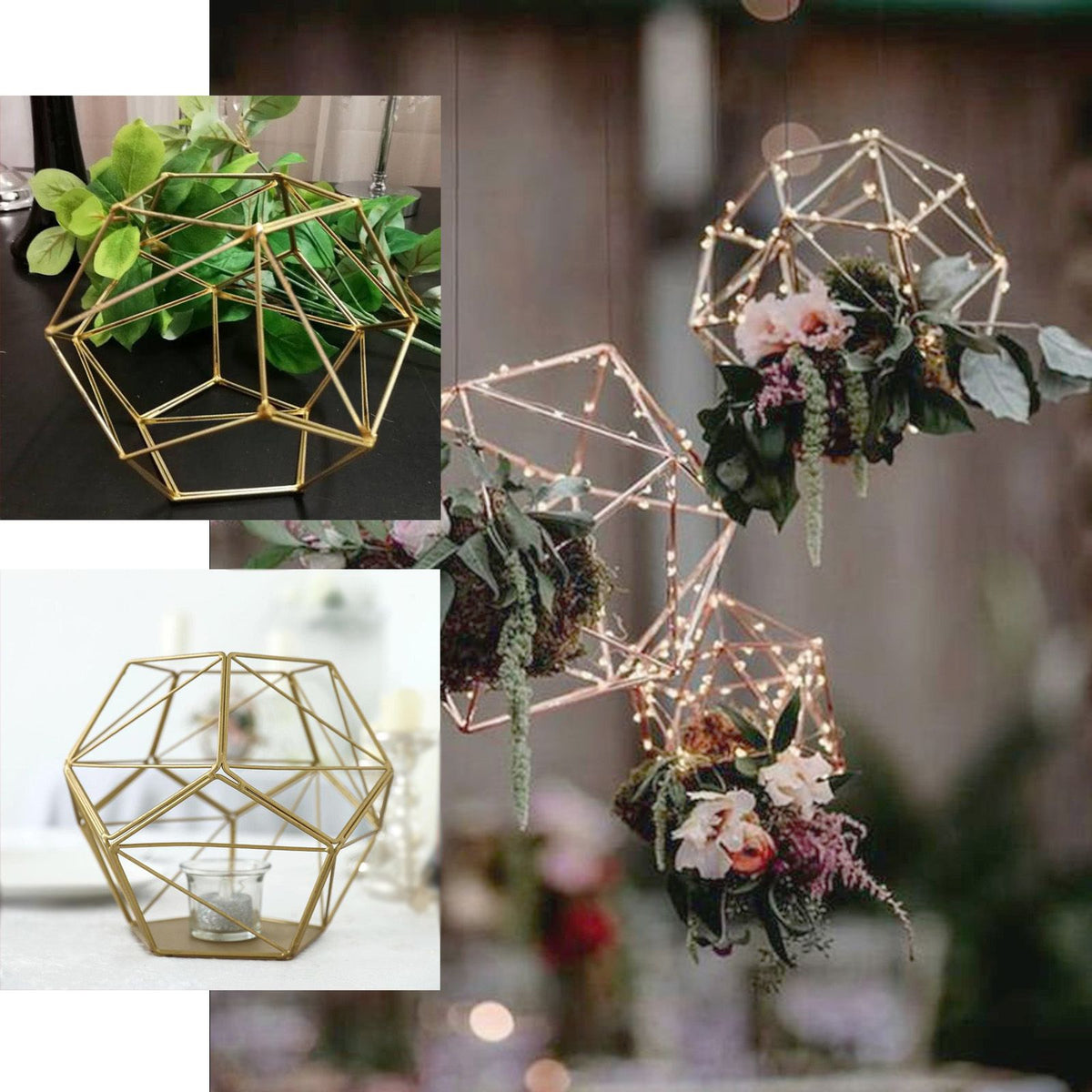 Metal Pentagon Prism Tealight Candle Holder Frame – eHomemart